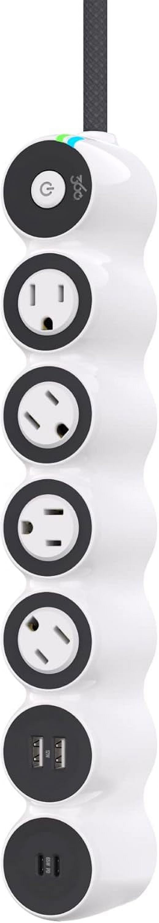 PowerCurve Power Strip, Braided Extension Cord with 4 Rotating Outlets ...