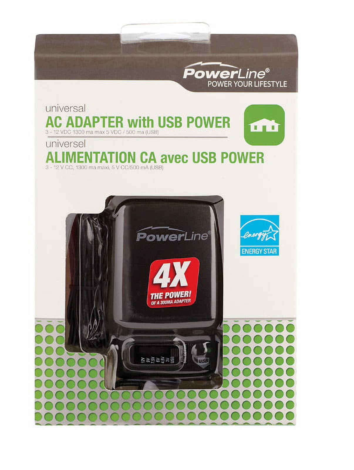 PowerLine 90382/12 Black Multi-Use AC/DC Power Adapter 1-1/2 in. Cord ...