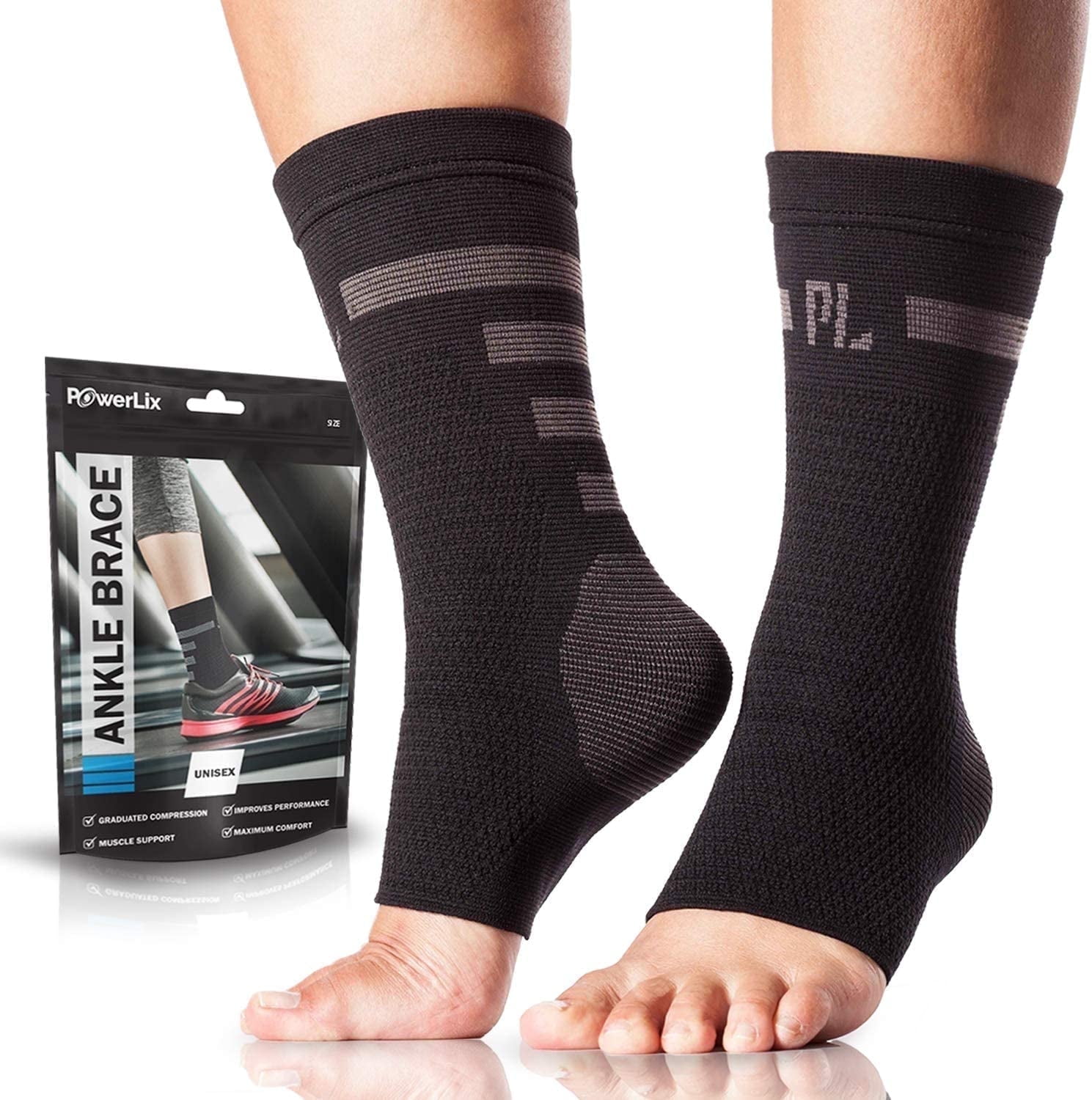 Powerlix Ankle Brace Compression Socks for Men and Women, Ankle Support ...