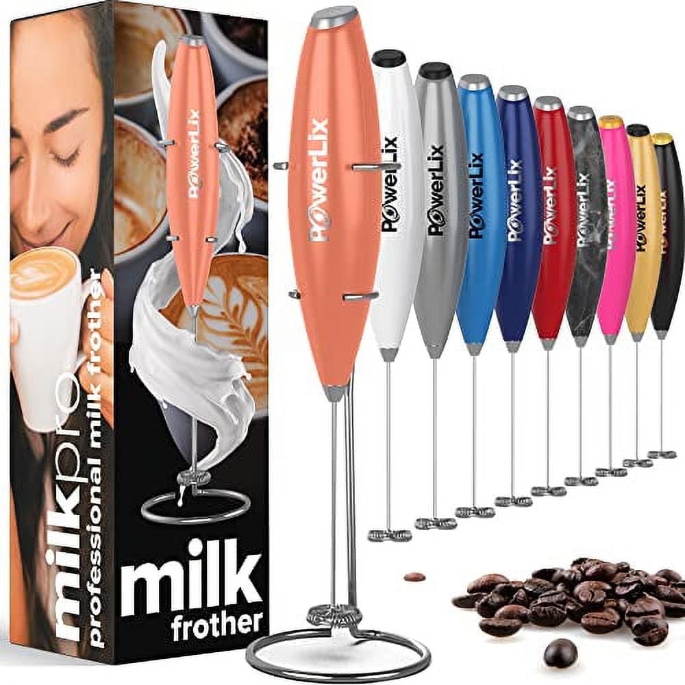 PowerLix Electric Milk Frother, Handheld Battery-Operated Whisk Foam ...