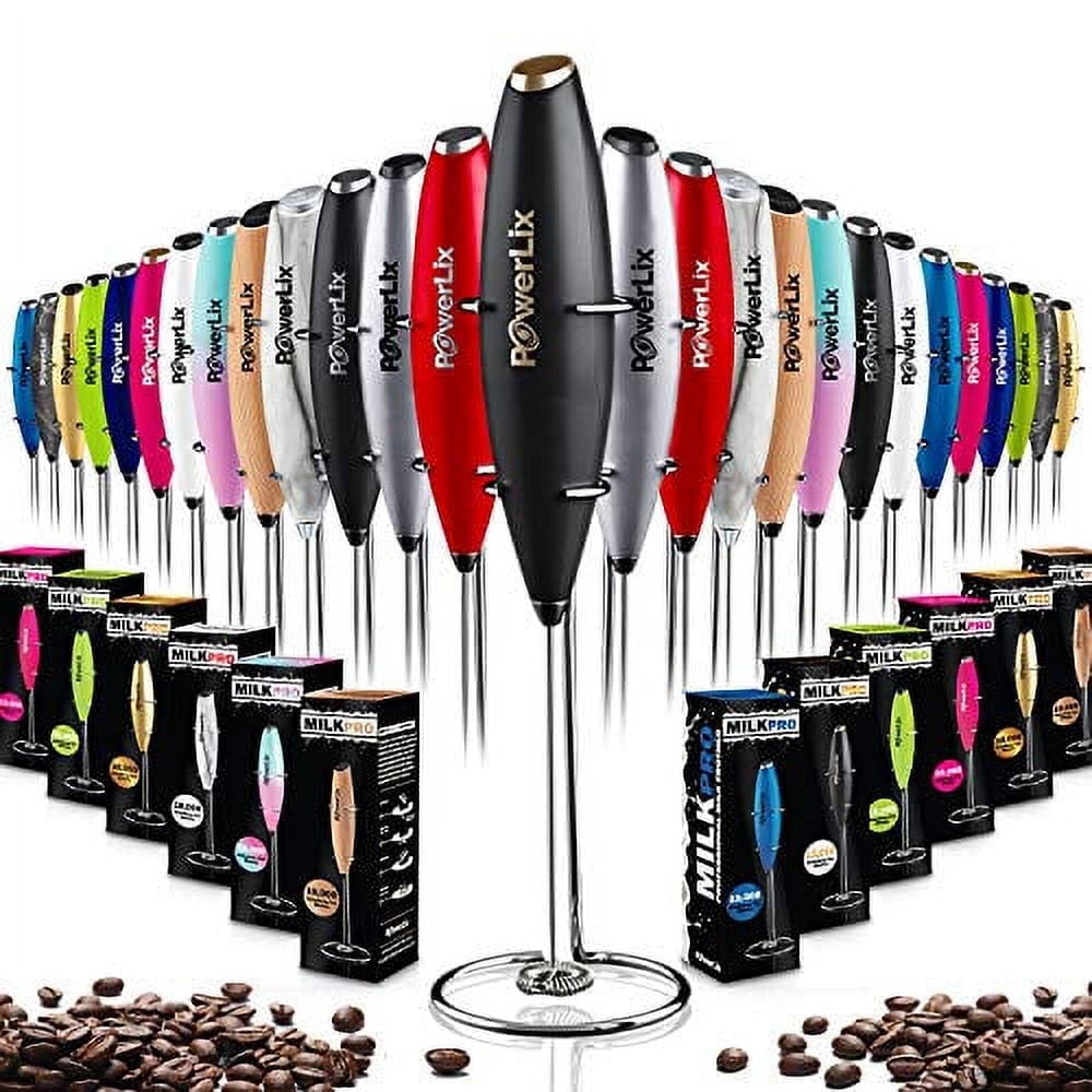 PowerLix Handheld Electric Milk Frother, Battery-Operated Whisk Foam ...