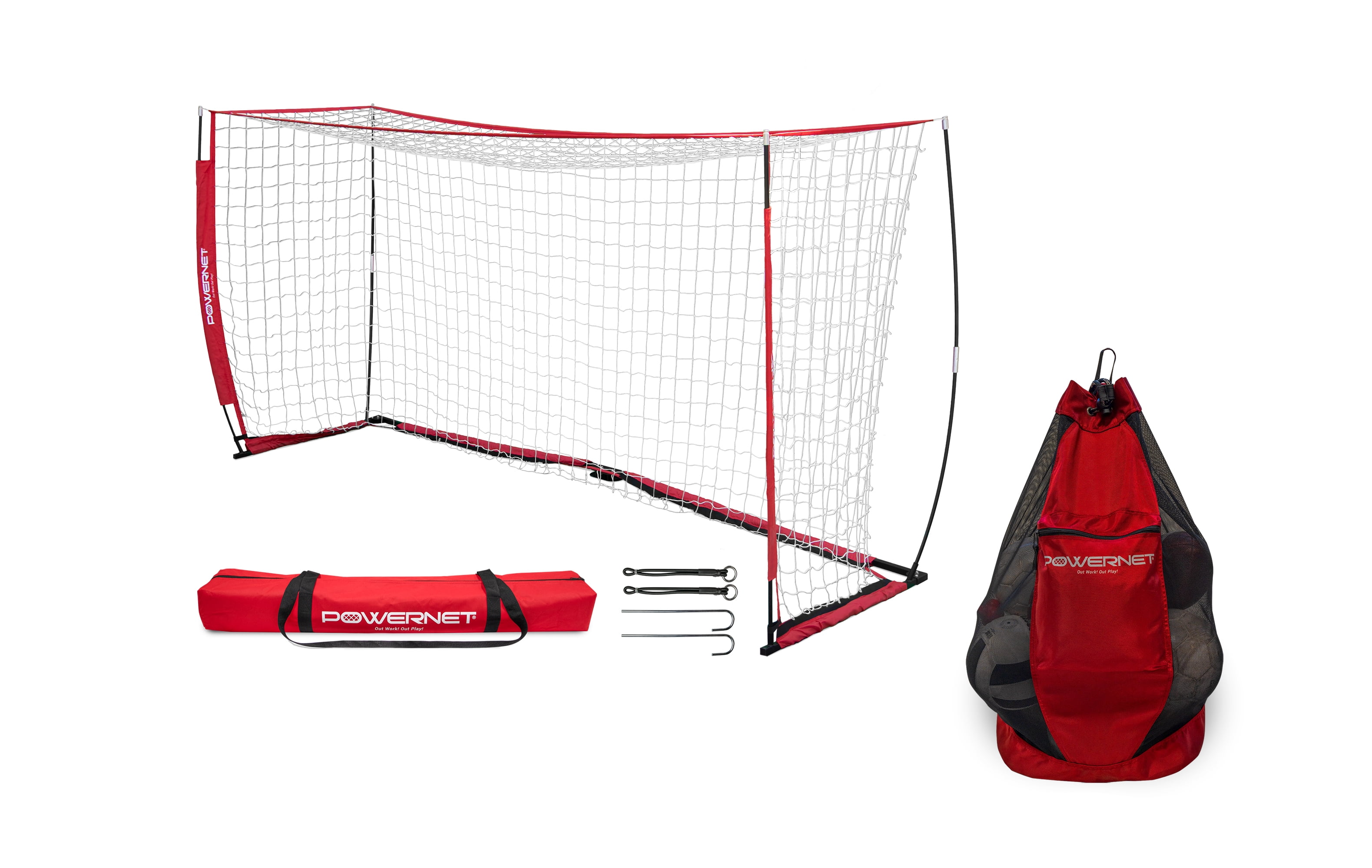 PowerNet 14x7 Ft Soccer Goal Portable Bow Style Net and Large Ball ...