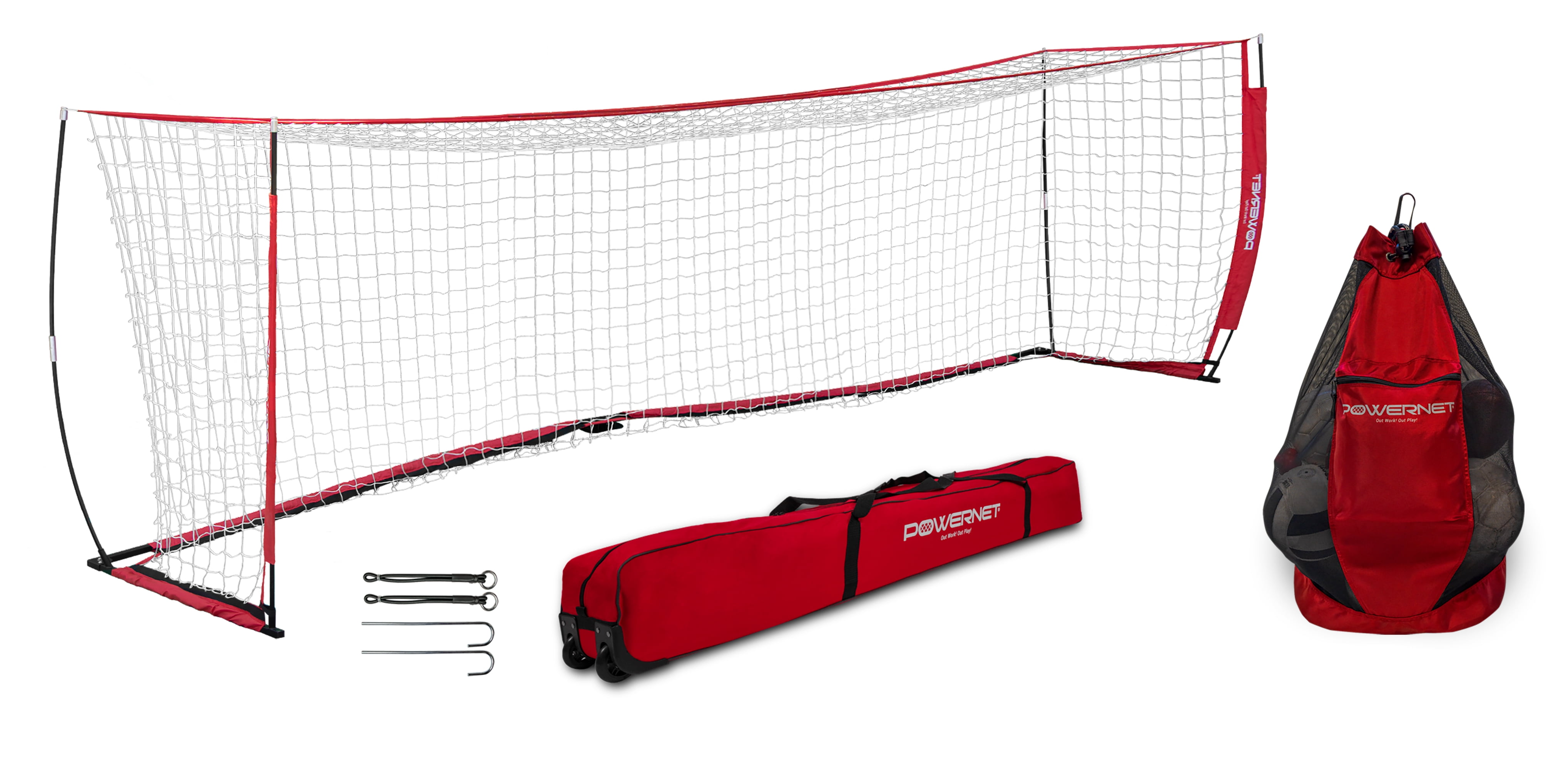 PowerNet 18.5x6.5 FT Soccer Goal Portable Bow Style Net and Large Ball ...