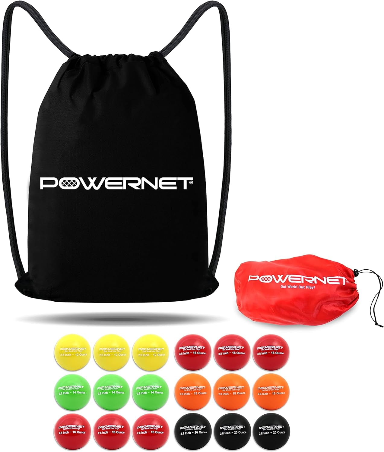 PowerNet 2.8" Baseball Weighted Training Balls Bundle with Backpack ...