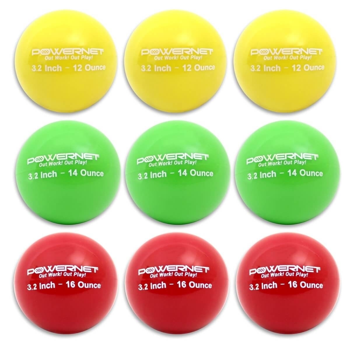 PowerNet 3.2" 9 Pack Weighted Progressive Training Balls for Hitting ...