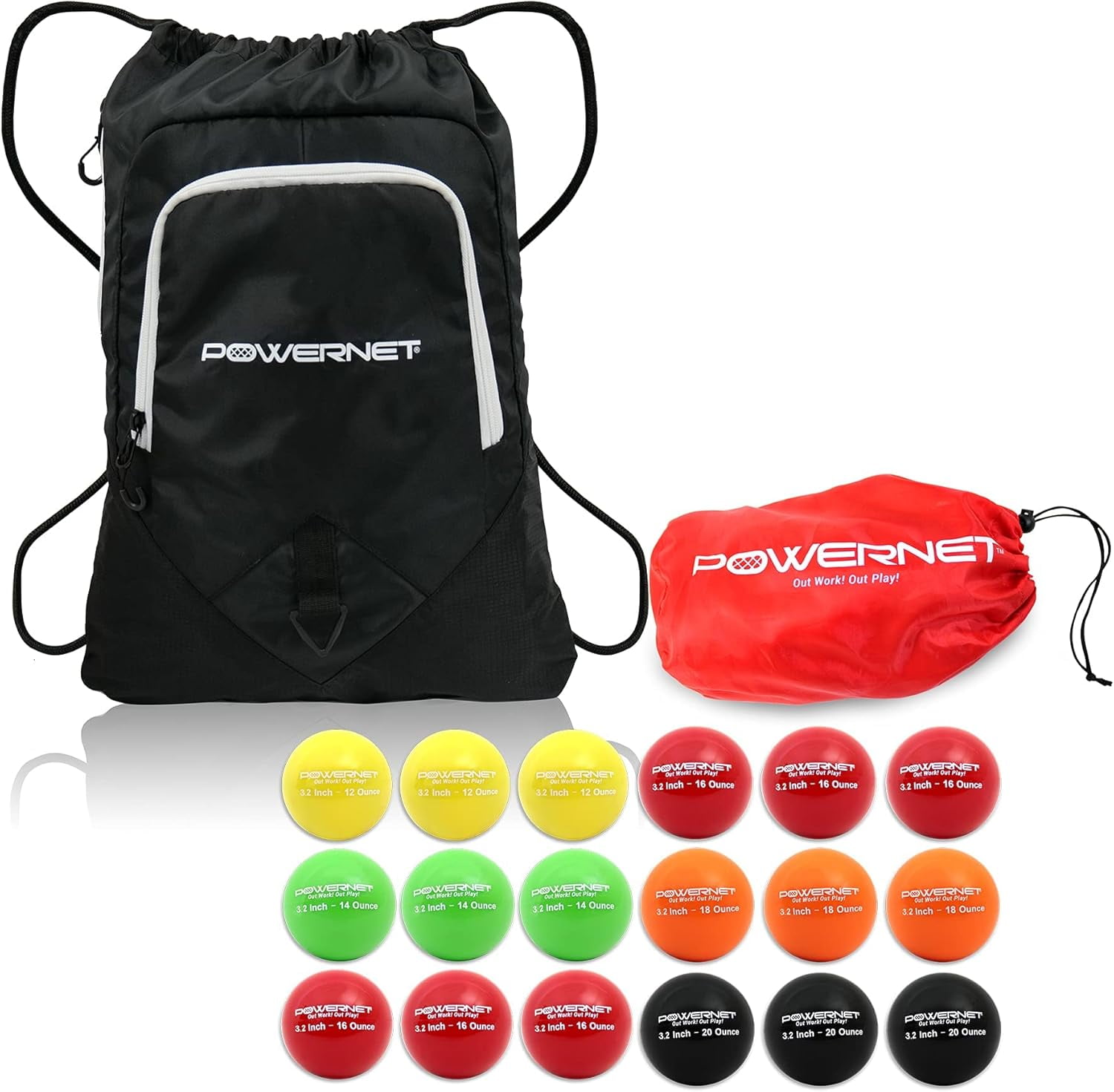 PowerNet 3.2" Softball Weighted Progressive Training Balls Bundle with ...