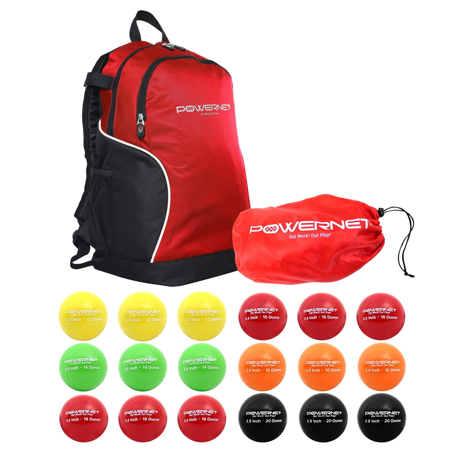 PowerNet 3.2" Weighted Hitting Batting Progressive Training Balls (18 ...