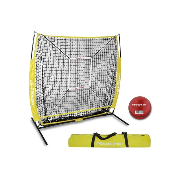 PowerNet 5x5 Baseball Softball Practice Hitting Net Bundle (w/ strike ...