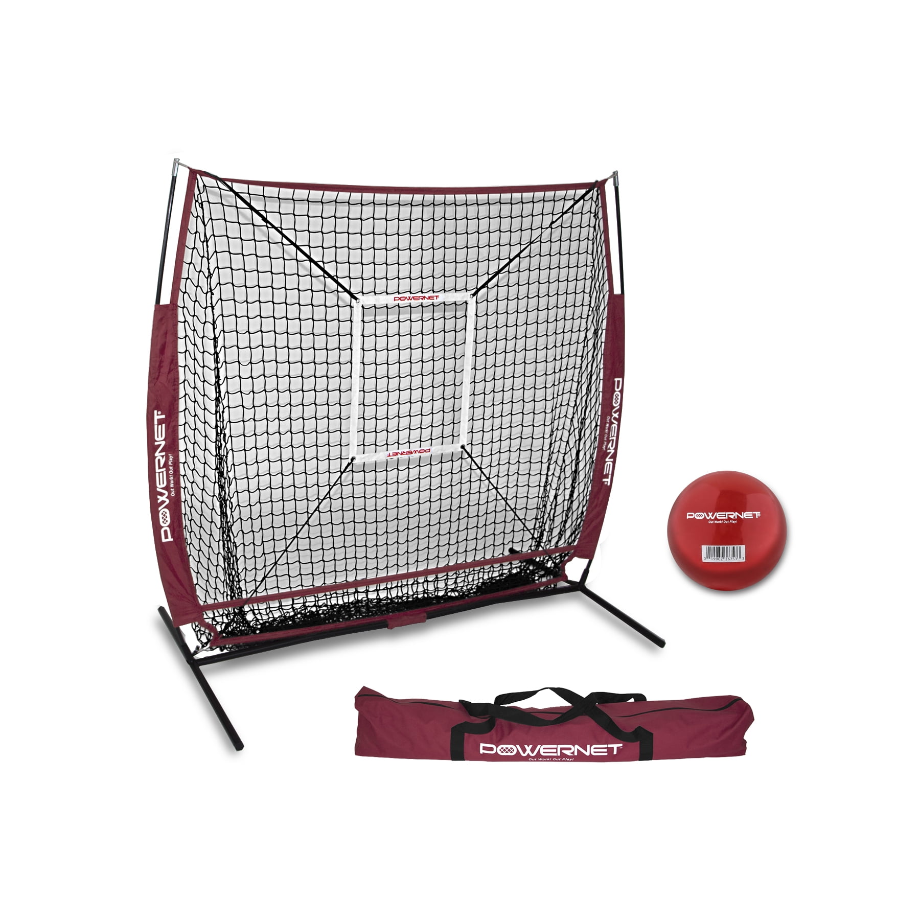 PowerNet 5x5 Baseball Softball Practice Hitting Net Bundle (w/ strike ...