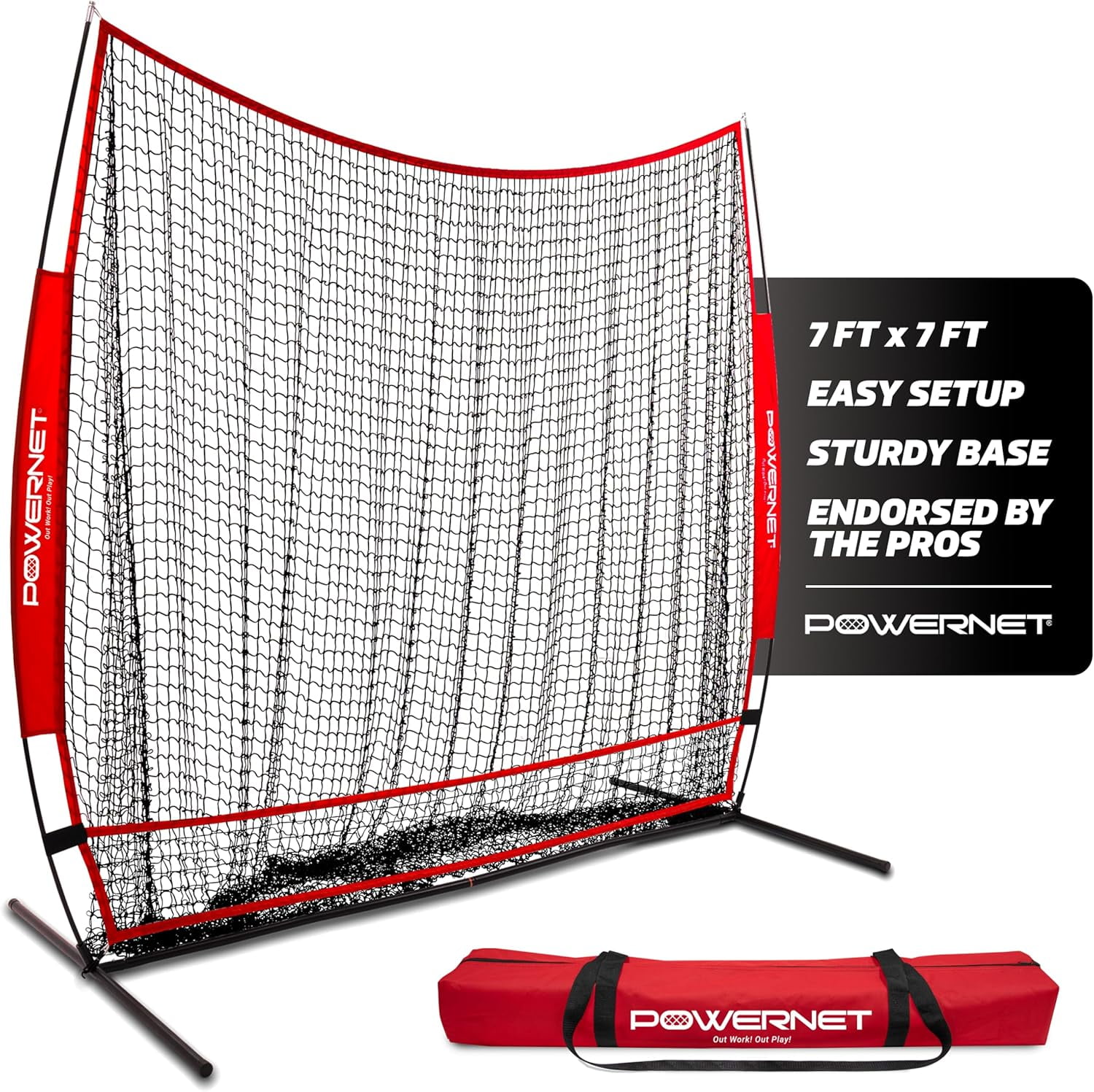 PowerNet 7x7 Full Mouth Baseball Net, Portable Large Mouth Batting Net ...