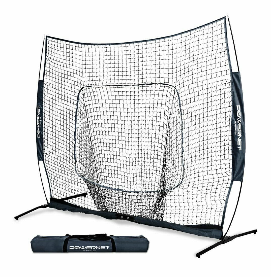 PowerNet 7x7 PRO Portable Pitching Batting Net with One Piece Frame and ...
