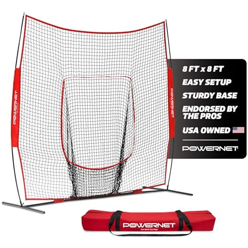 PowerNet Baseball Net, 8x8 FT Portable Baseball Training Equipment ...