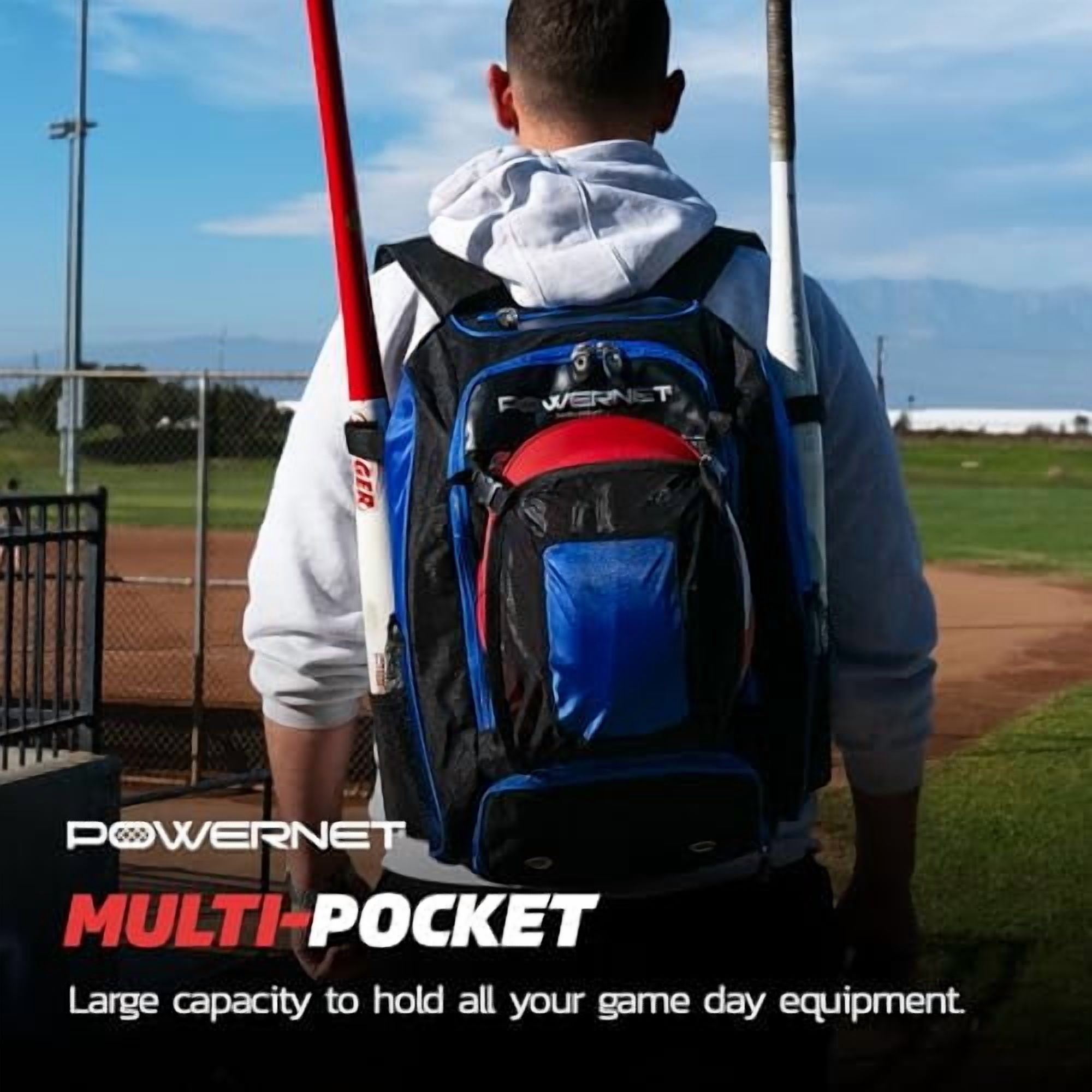 PowerNet Baseball Softball Backpack, Choose from 3 Colors Red Black ...
