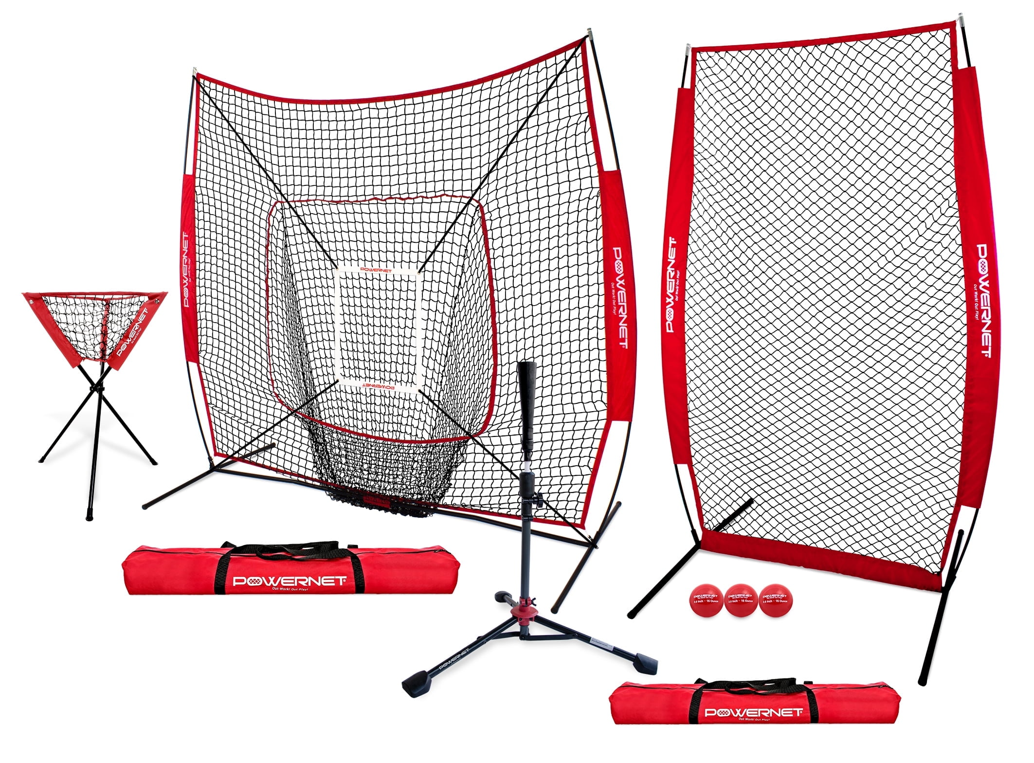 PowerNet Baseball Softball DLX Practice Net Bundle with Batting Tee ...