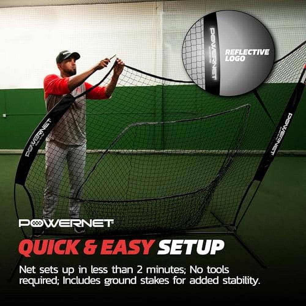 PowerNet Baseball Softball Practice Net 7x7 with Baseball Accessories ...