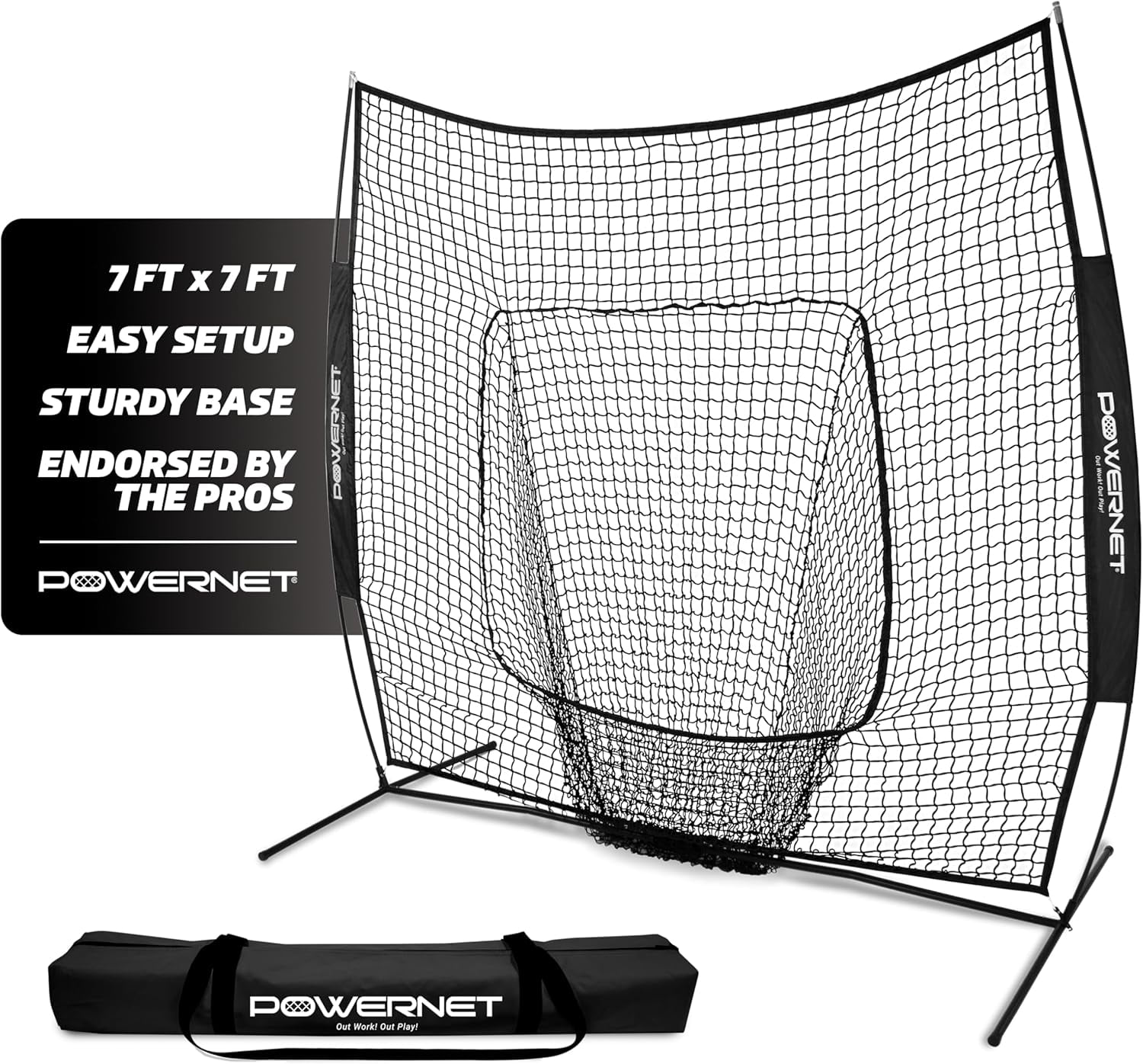 PowerNet Baseball Softball Practice Net 7x7 with Baseball Accessories ...