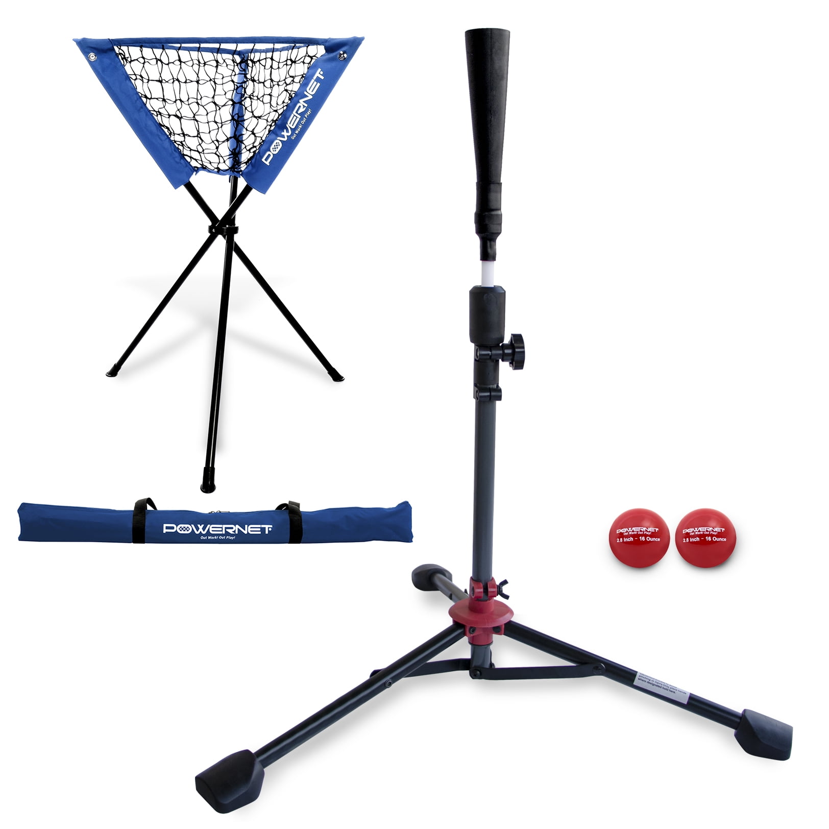 PowerNet Coach's Bundle Ball Caddy + Tee + 2 Pack Heavy Weighted ...