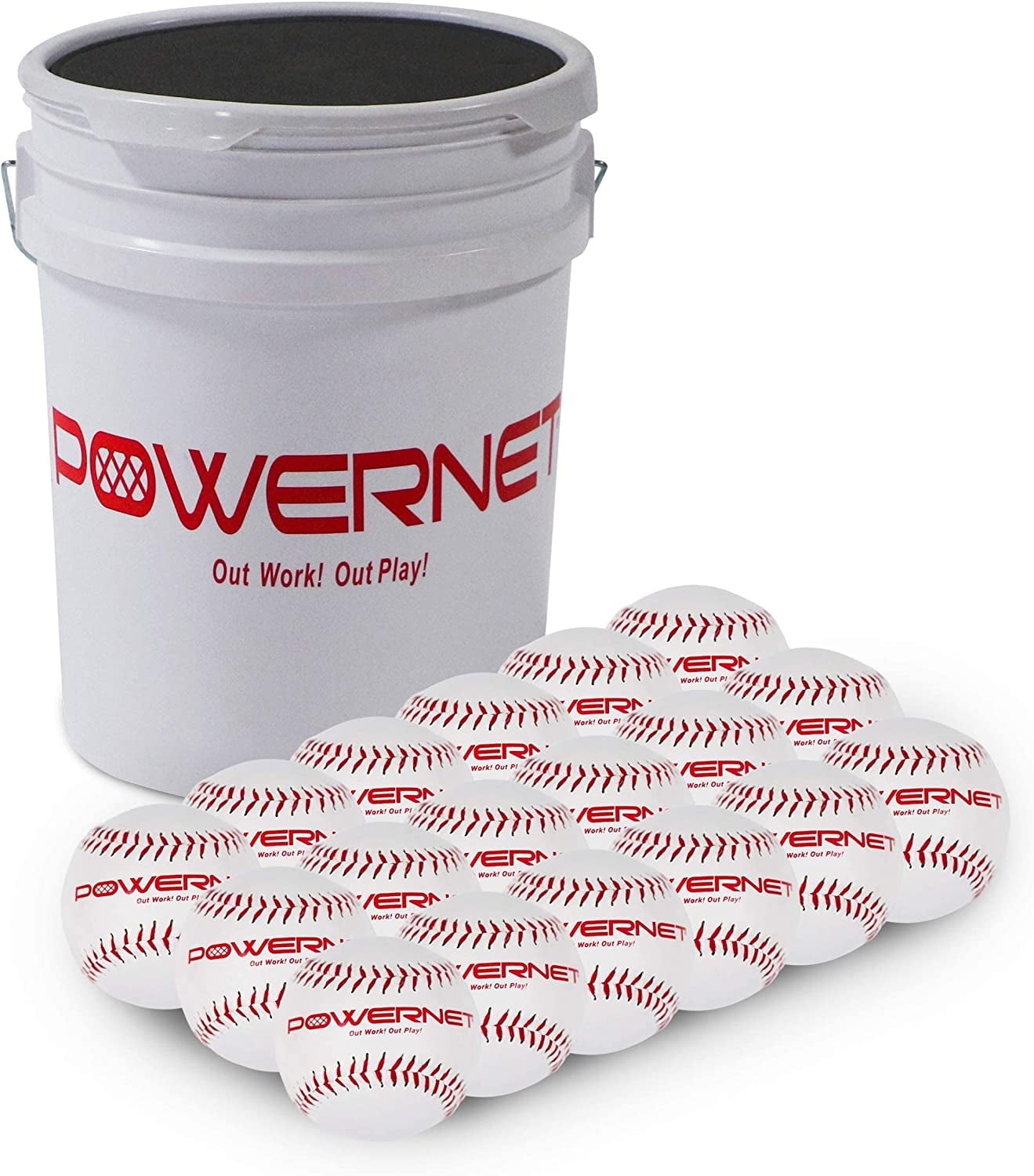PowerNet Recreation Softball Bundle, Padded Softball Bucket with 18 ...