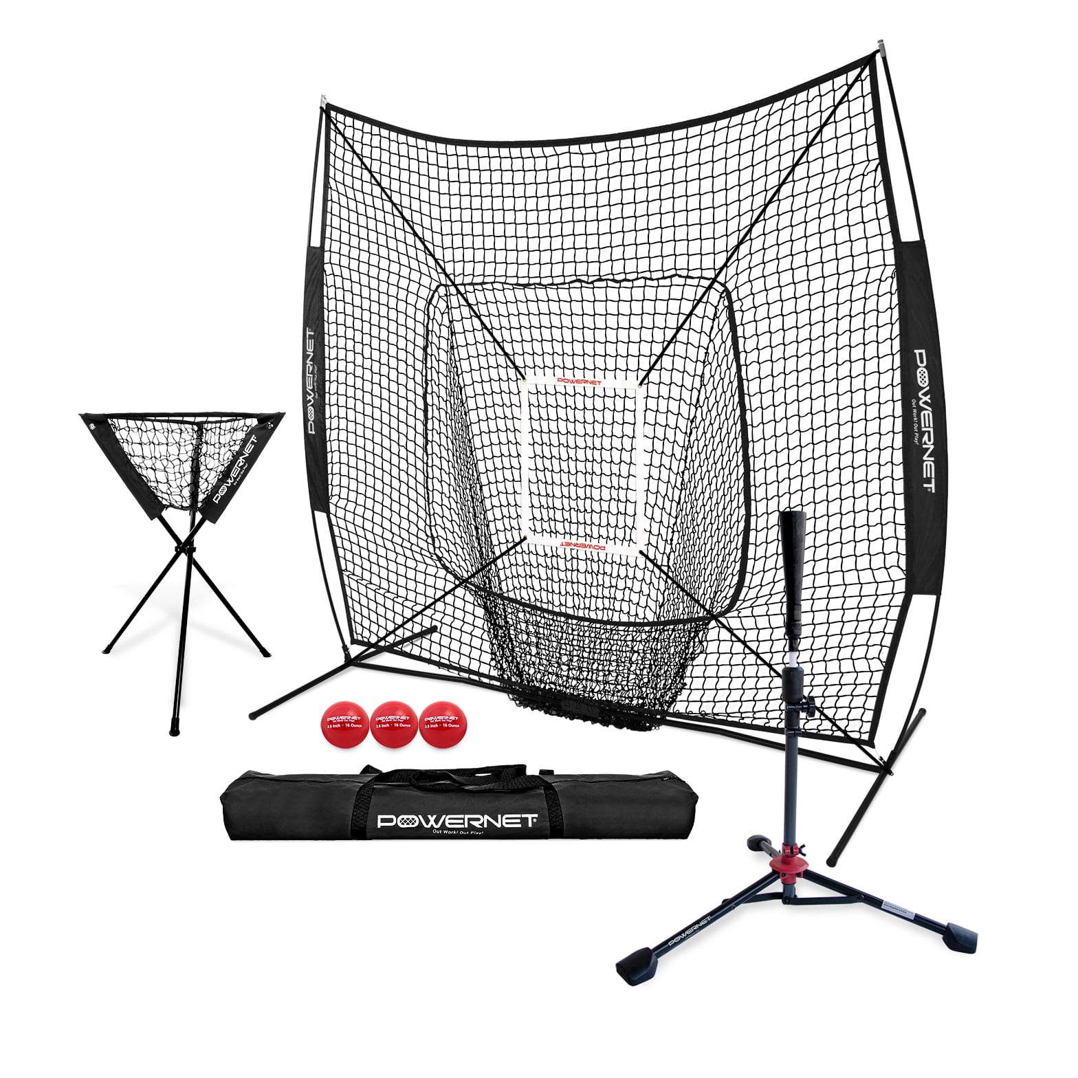PowerNet DLX Pro Bundle: Baseball/Softball Net, Strike Zone, 3 Training ...