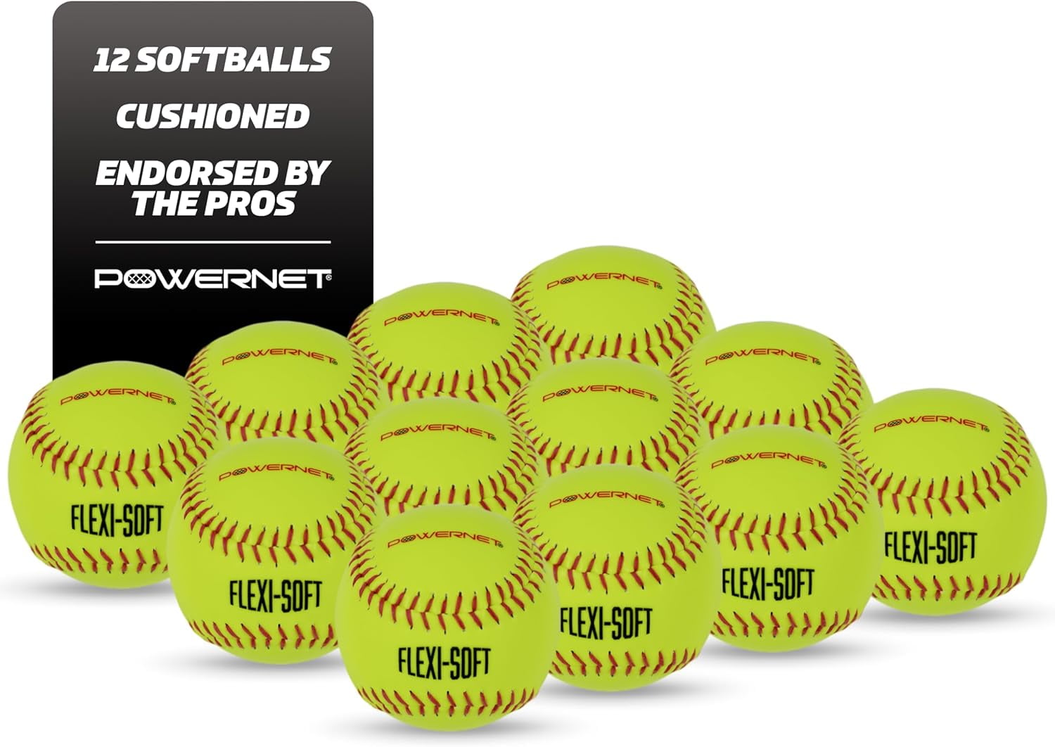 PowerNet Flexi-Soft Softballs, 12, 11-Inch Padded Balls, Portable ...