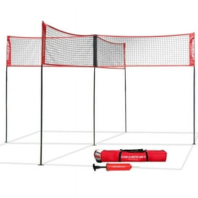 CROSSNET Portable Four-Square Volleyball Game Set with Adjustable ...