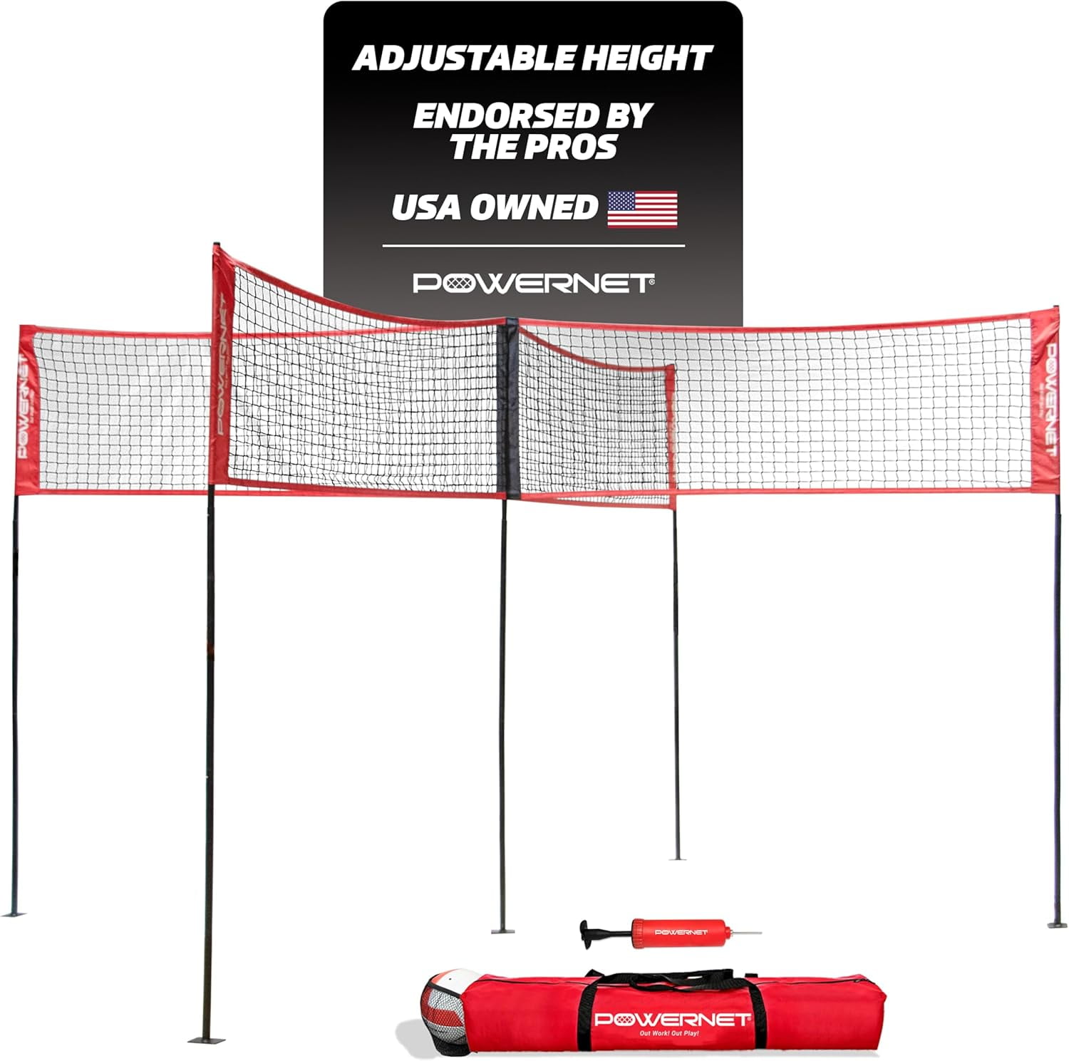 PowerNet Four Square Volleyball Net, Fun New Game, Play at The Park or ...