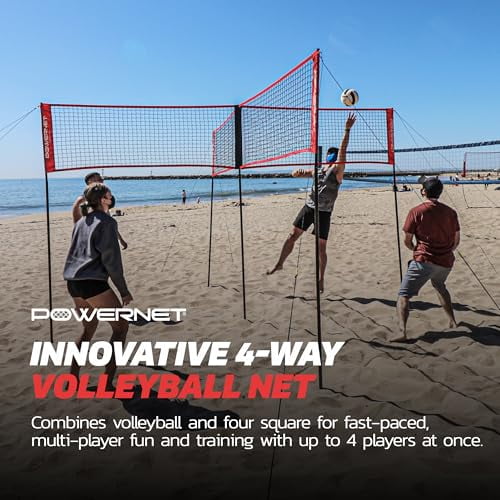 PowerNet Four Square Volleyball Net, Fun New Game, Play at The Park or ...