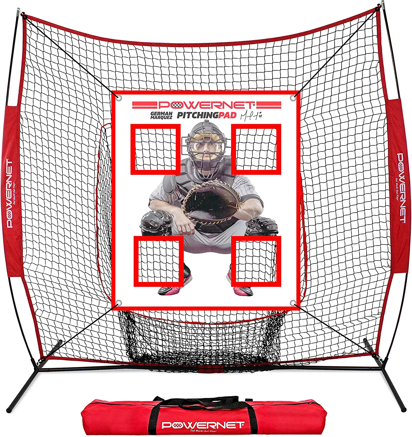 PowerNet Pitching Pad & Net, 4 Pocket Baseball Softball Training ...