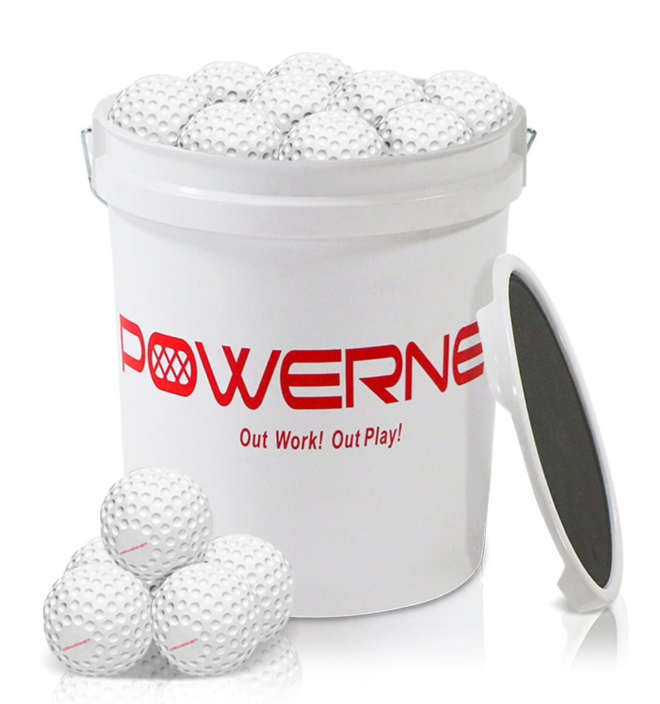 PowerNet Launch F-lite Ultra Light Dimpled Practice Balls, Bucket of ...