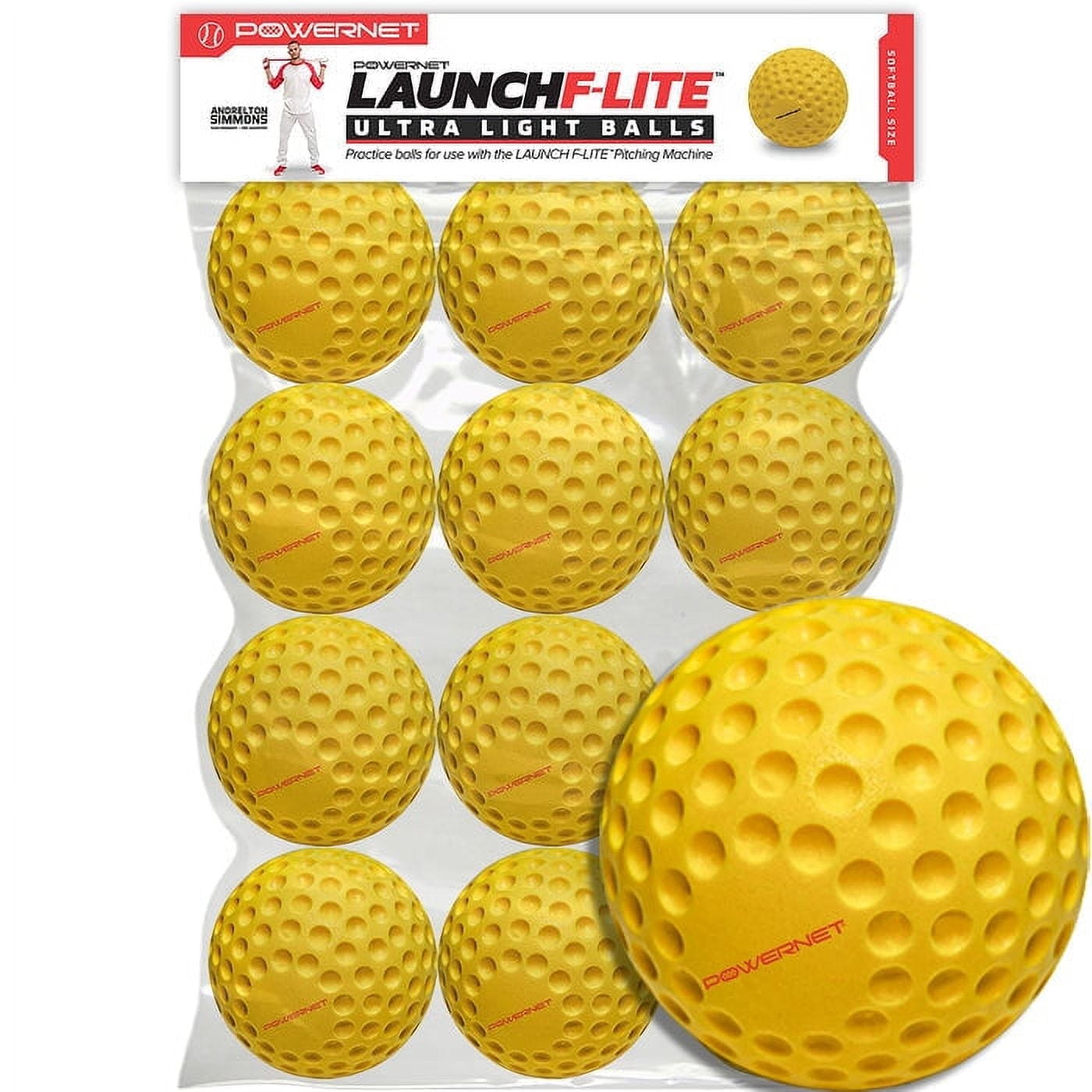 PowerNet Launch F-lite Ultra Light Dimpled Practice Balls for Pitching ...