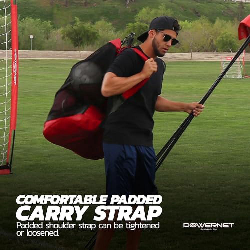 PowerNet Mesh Bag Ball Storage for Soccer, Football & Volleyball, Ball Bag with Exterior ...