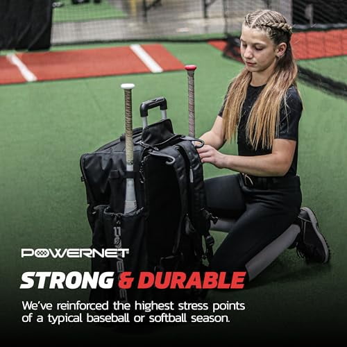 PowerNet Odyssey Softball & Baseball Bag, Rolling Backpack for Baseball ...