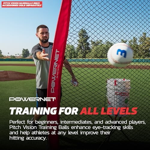 PowerNet Pitch Vision Training Baseballs, 4 Multicolored Numbered Sides ...