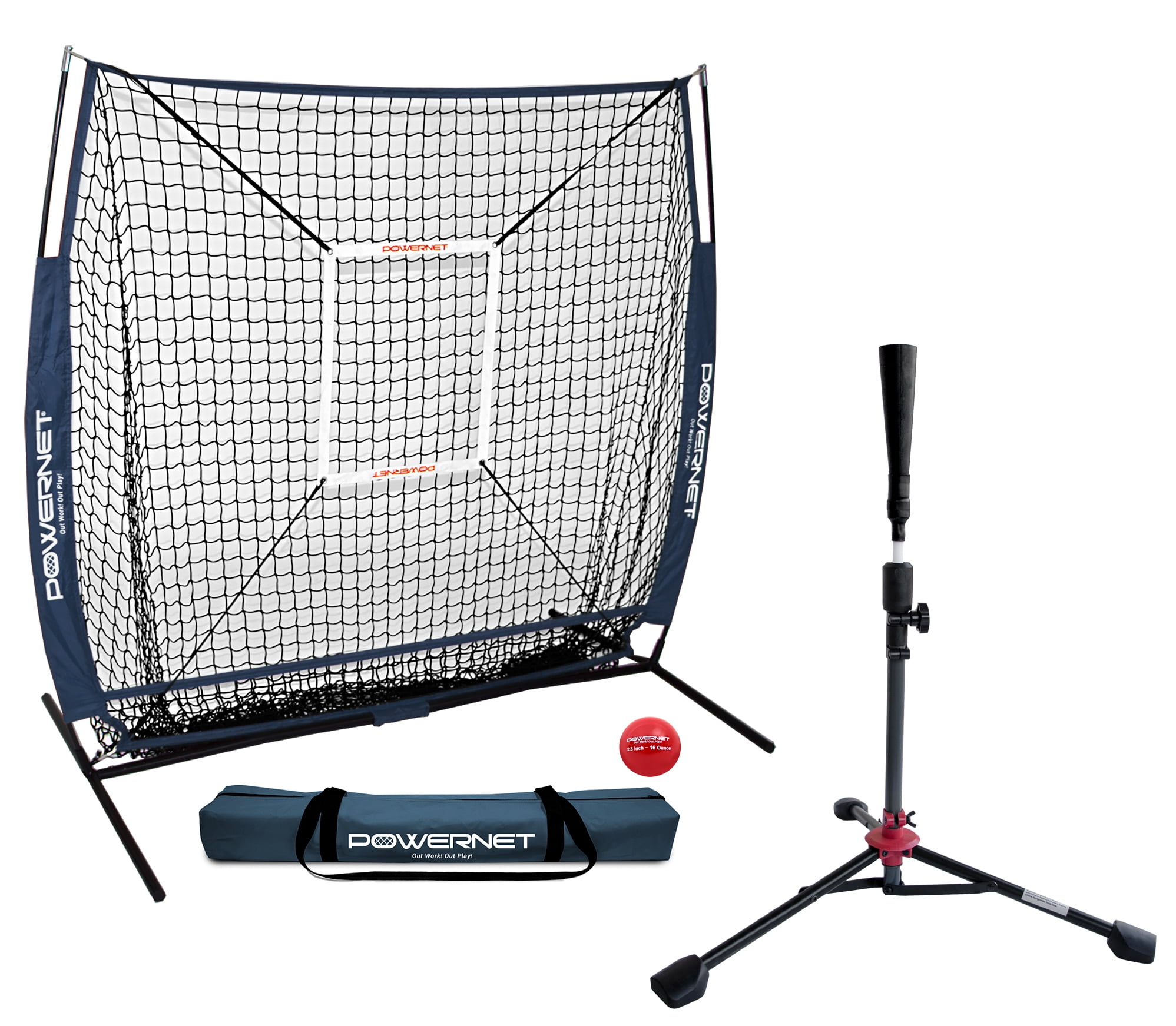 PowerNet Baseball Net Bundle, 5x5 Hitting & Pitching Net with Baseball ...