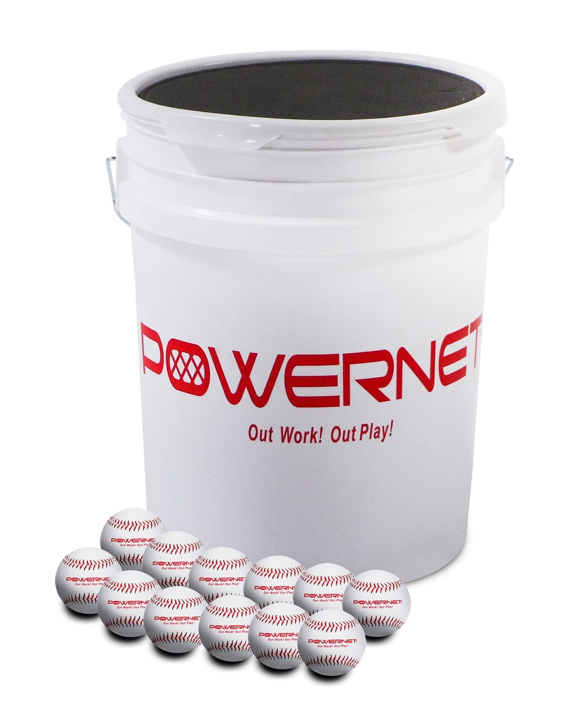 PowerNet Recreation Baseball Bundle, Padded Baseball Bucket with 24 ...
