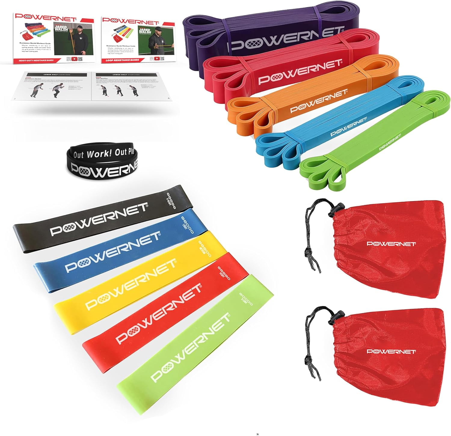 PowerNet Resistance Bands,Heavy Duty & Regular Resistance Color-Coded ...