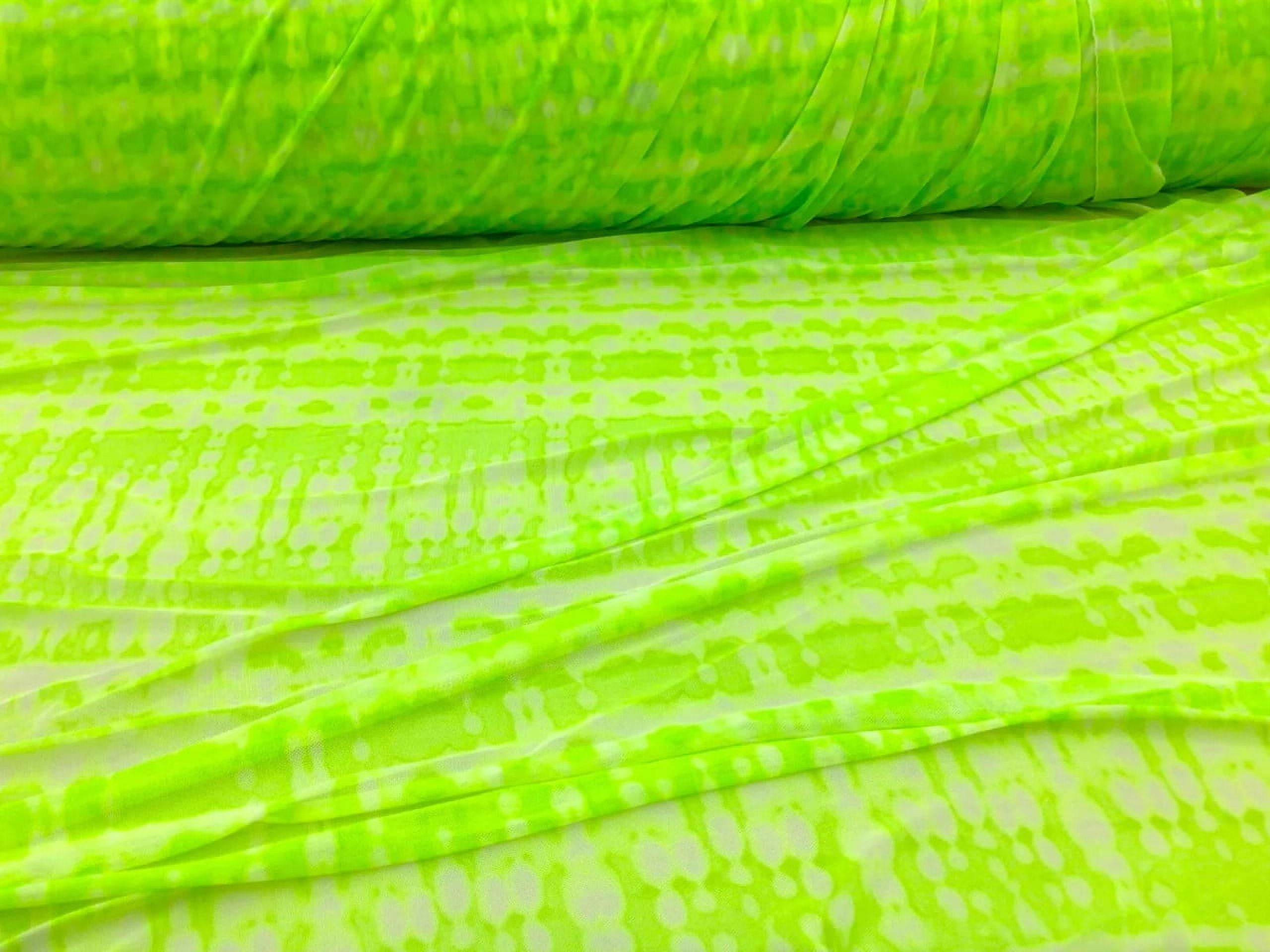 PowerNet Stretch Mesh Nylon Spandex Sheer Printed Neon Green Abstract Z404 - Walmart.com