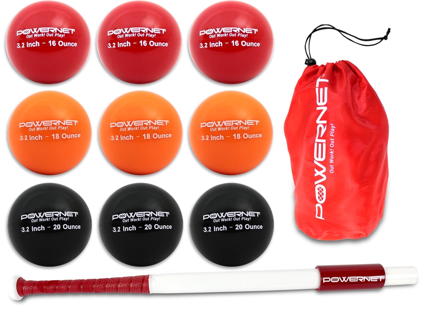 PowerNet Sweet Spot Training Bat + 3.2" Progressive Weighted Softball ...