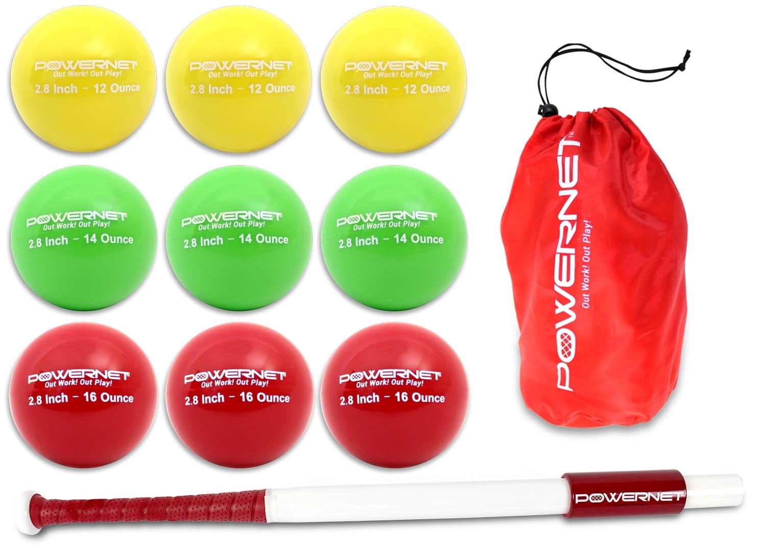PowerNet Sweet Spot Training Bat + 2.8" Progressive Baseball Training ...