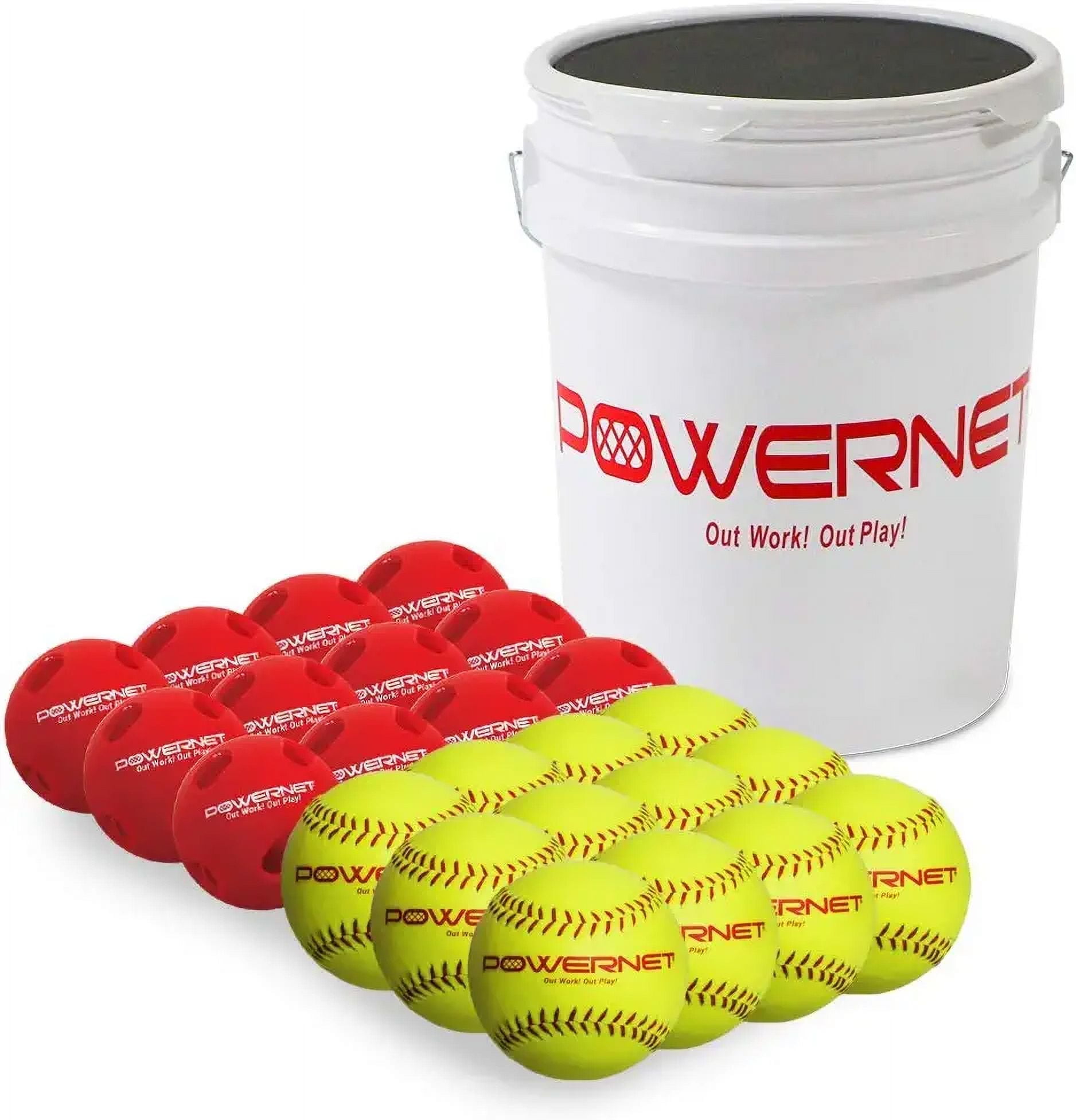 PowerNet Softball Training Set: 12 Crushers, Recreation Grade Balls ...