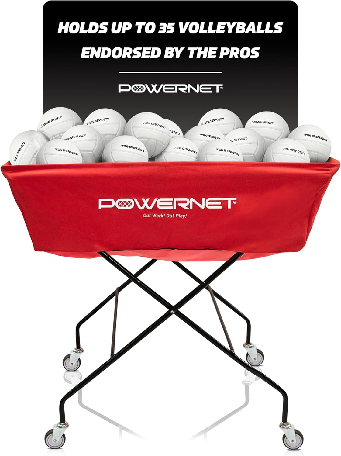 PowerNet Volleyball Wheeled Cart, Rolling Collapsible Cart for ...