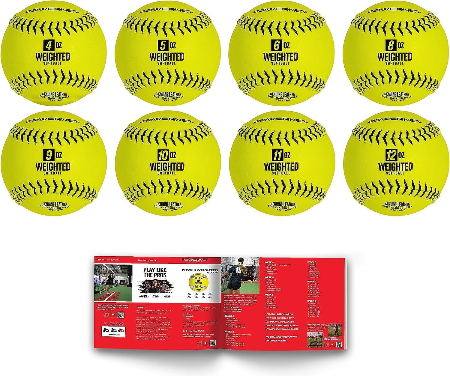PowerNet Weighted Softballs, Official 12 Inch Size, 8 Different Weights ...