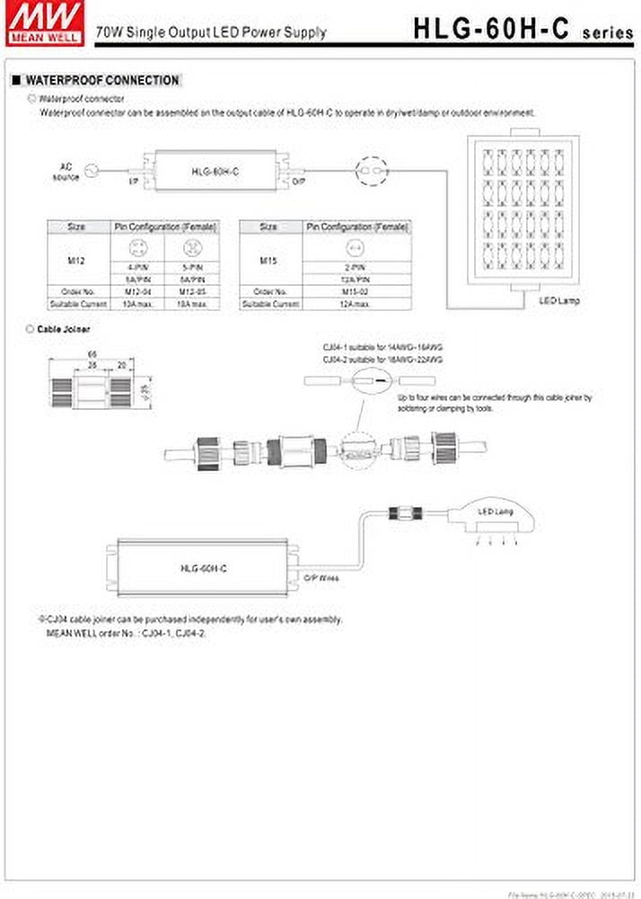 [PowerNex] Mean Well HLG-60H-C350A 200V 350mA 70W Single Output Switching LED Power Supply with ...
