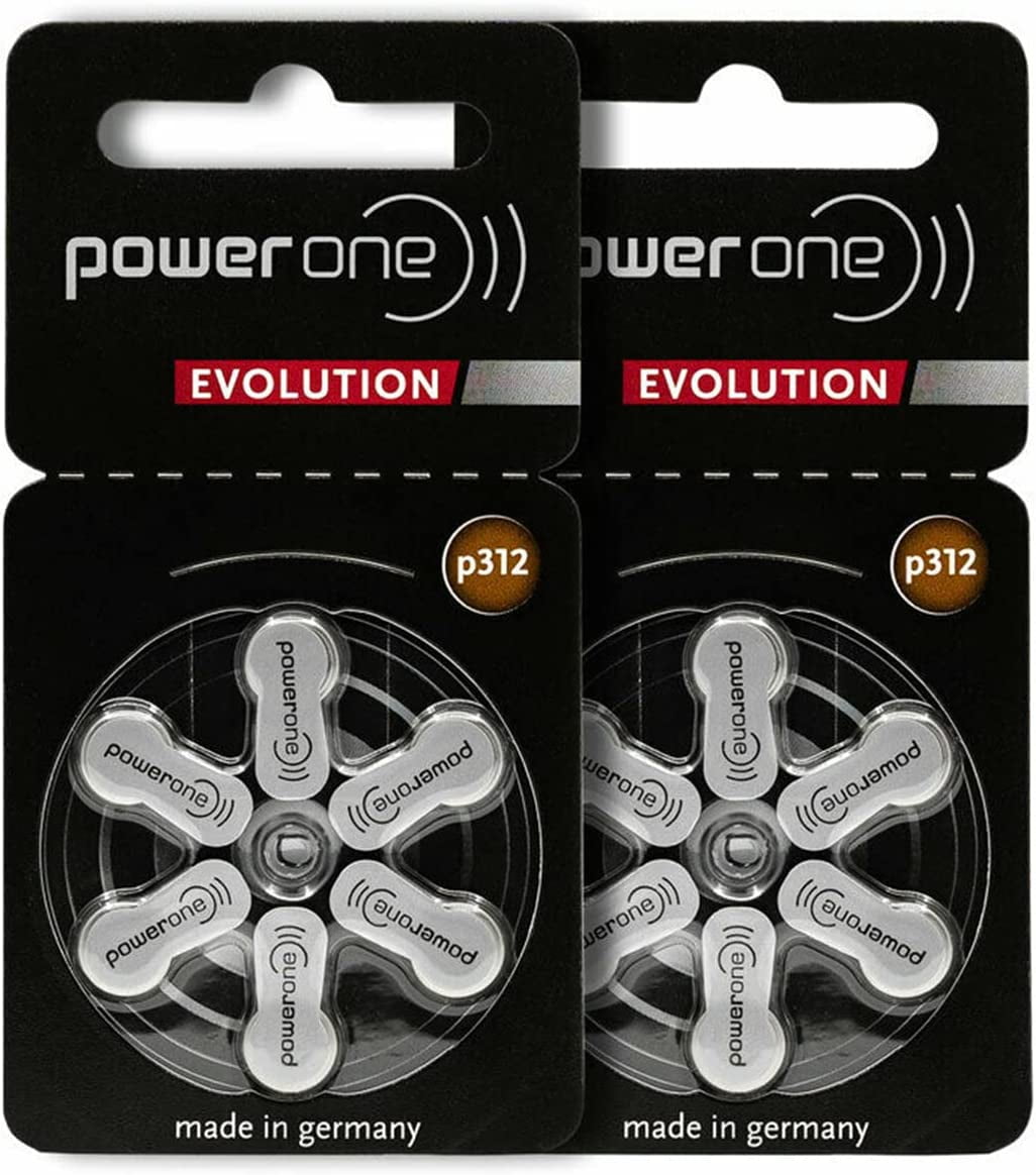 PowerOne Evolution Size 312 Hearing Aid Batteries - 1.45V Zinc Air with ...
