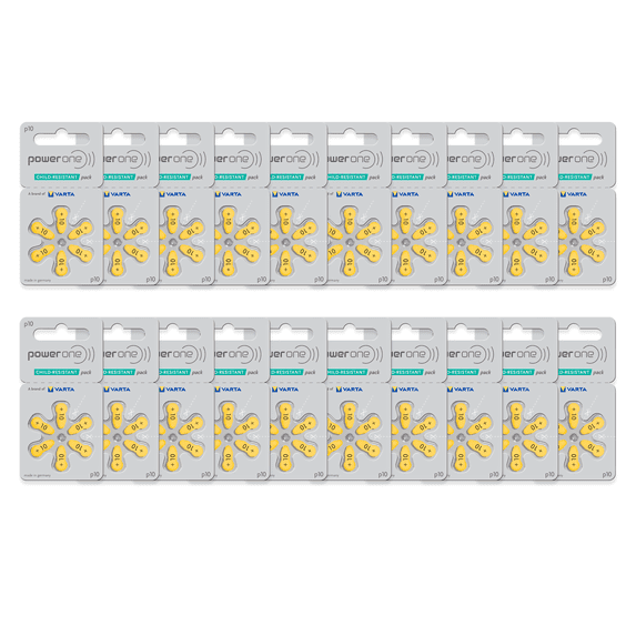 Power-One Hearing Aid Batteries Size 10 PR70, 120 Batteries, Keychain ...