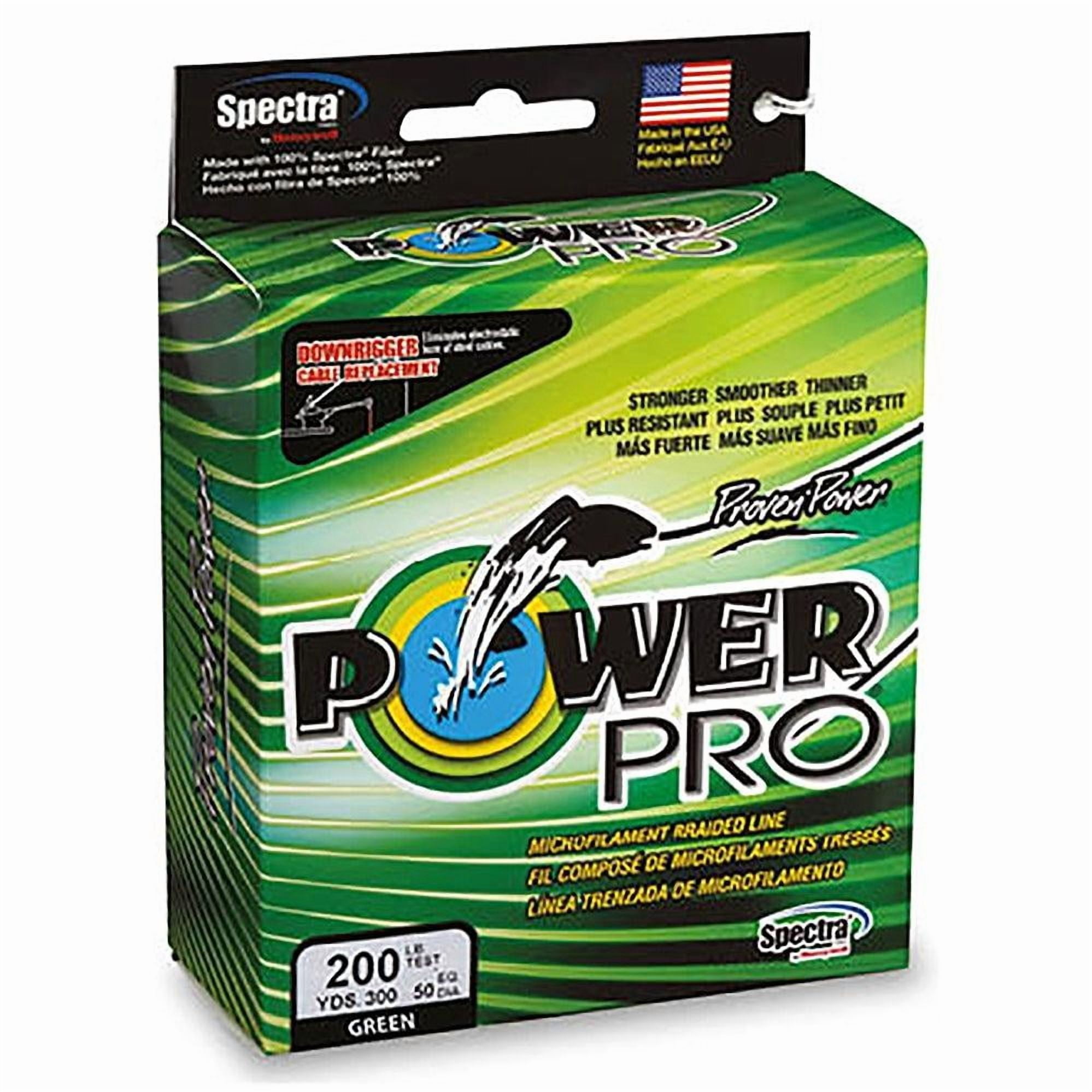 PowerPro Braided Fishing Line, 200lb Strength, 300ft Green Downrigger ...