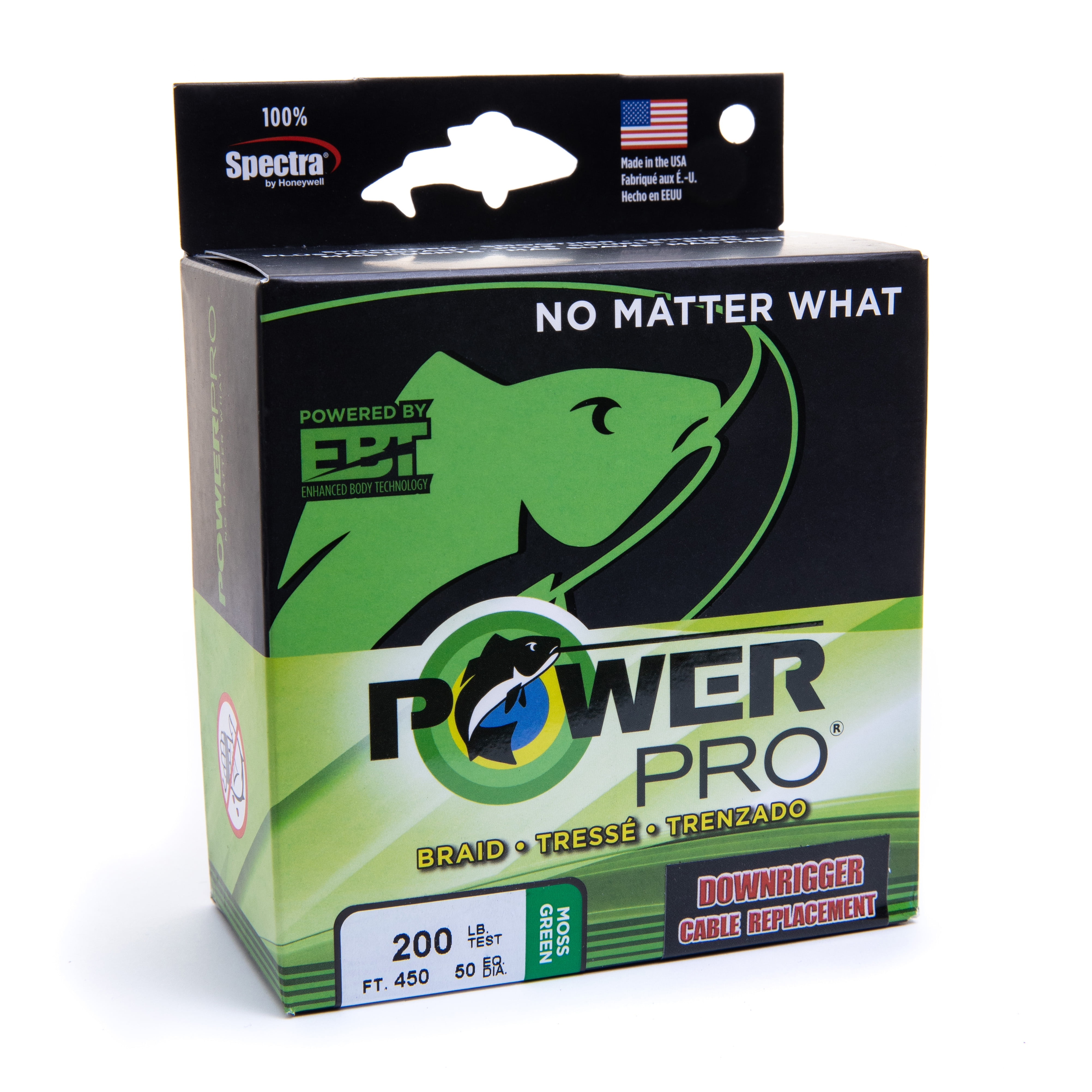 PowerPro Braided Fishing Line, pwrpro dr 250lb x 450ft grn ...