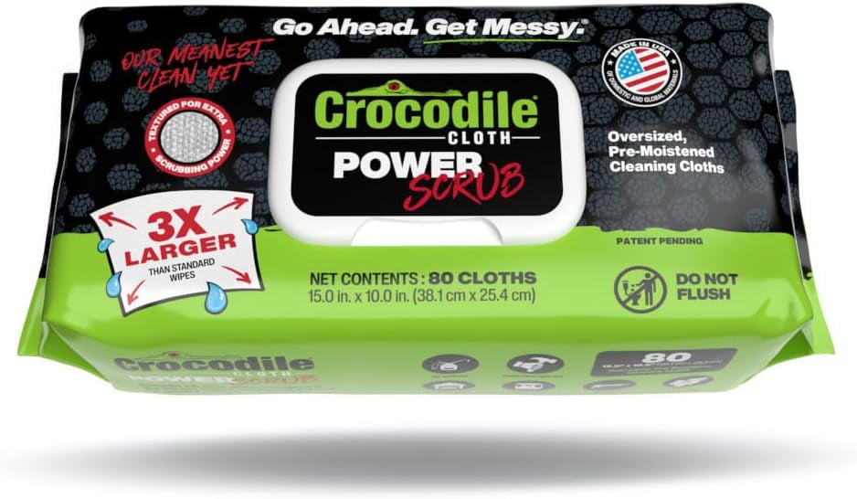 PowerSCRUB Cleaning Wipes – 80 (15" x 10") Dual-Surface Cloths, Heavy ...