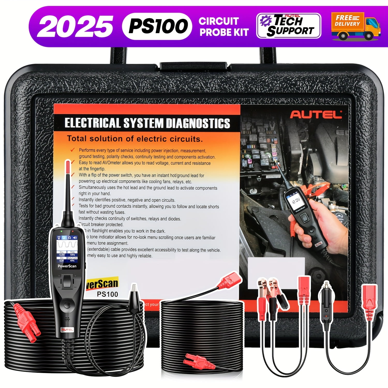 PowerScan PS100 (Black&Red) Automotive Circuit Probe Kit - Digital ...
