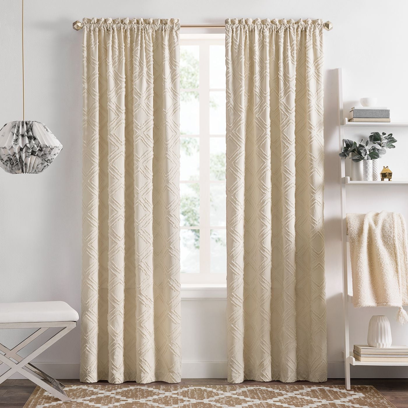 PowerSellerUSA 2-Pack Geometric Window Curtain Panels Contemporary ...